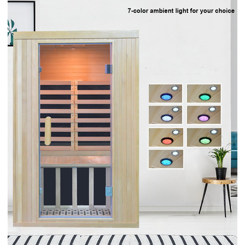 Sauna Doctor Home Infrared Sauna Room 2 Person Wooden Canadian Hemlock 1832W Low Magnetic ...